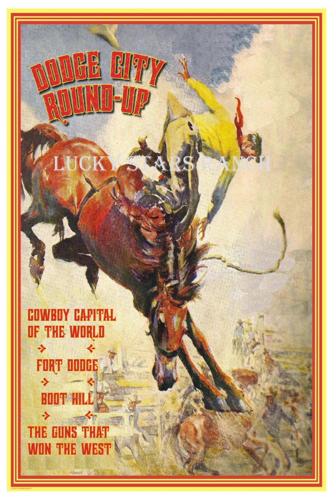 Cowboy Rodeo Poster Dodge City, Kansas 18x24 Vintage Print Rodeo Cowboy ...