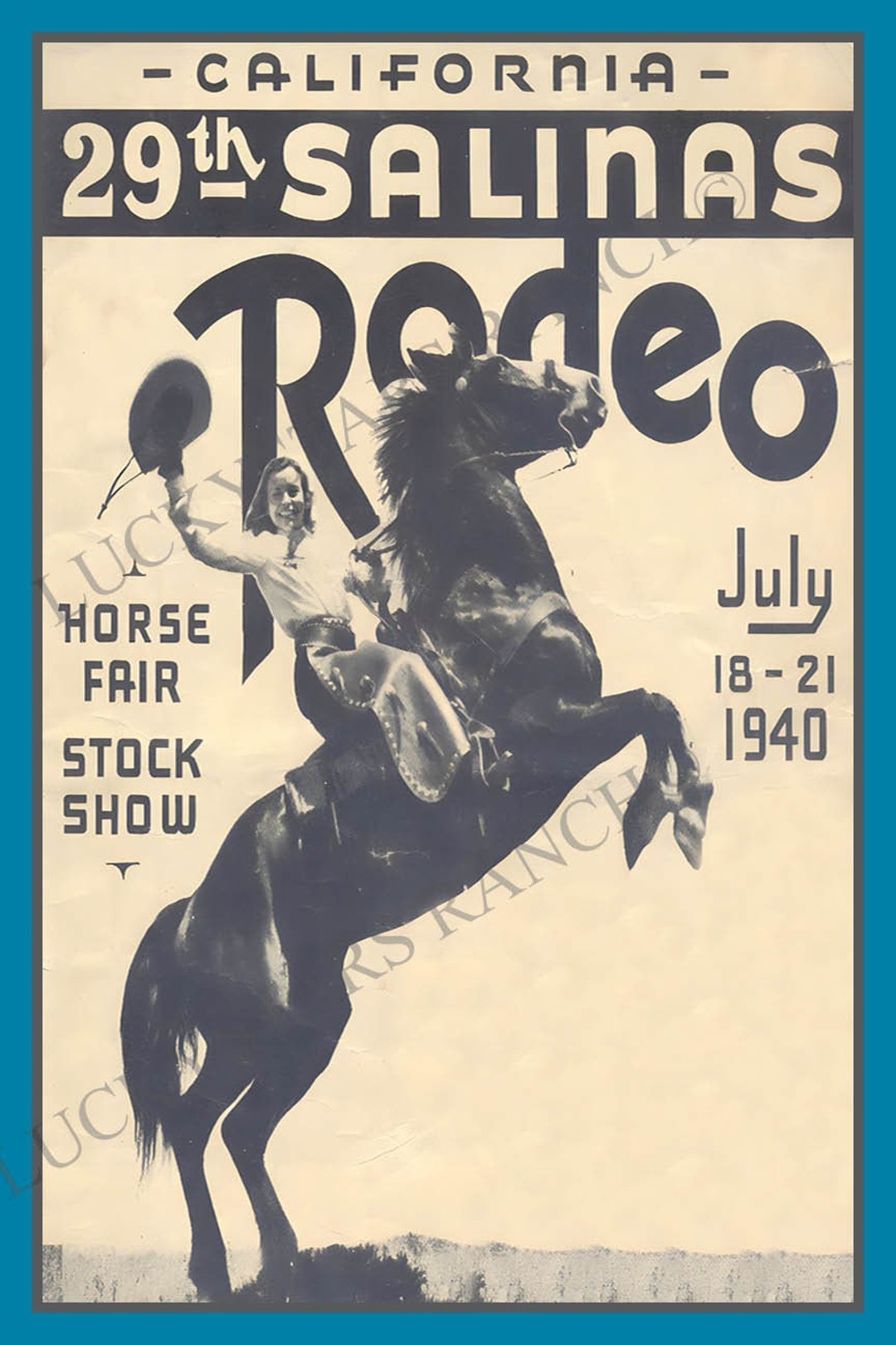 Cowgirl Print Salinas, CA Rodeo 29th Ann Poster Vintage Print 12x18 ...