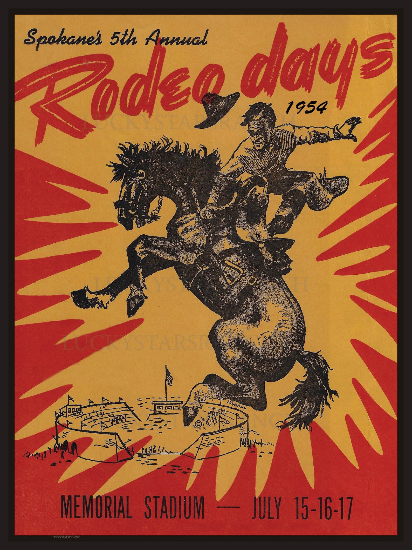 Spokane, WA Rodeo Days 1954 Vintage Rodeo Print 12x18 - Etsy