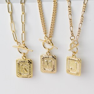 Rectangle Initial Necklace Toggle Necklace Rectangle Letter - Etsy