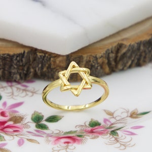 Star of David Ring-jewish Star Ring-starling Silver 925-gold Vermeil ...