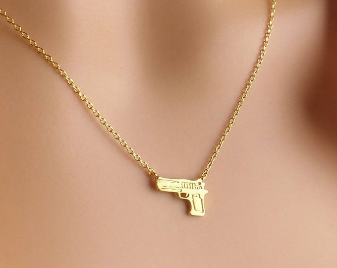 Gun Necklace Gun Jewelry Gold Silver Tiny Gun Charm - Etsy
