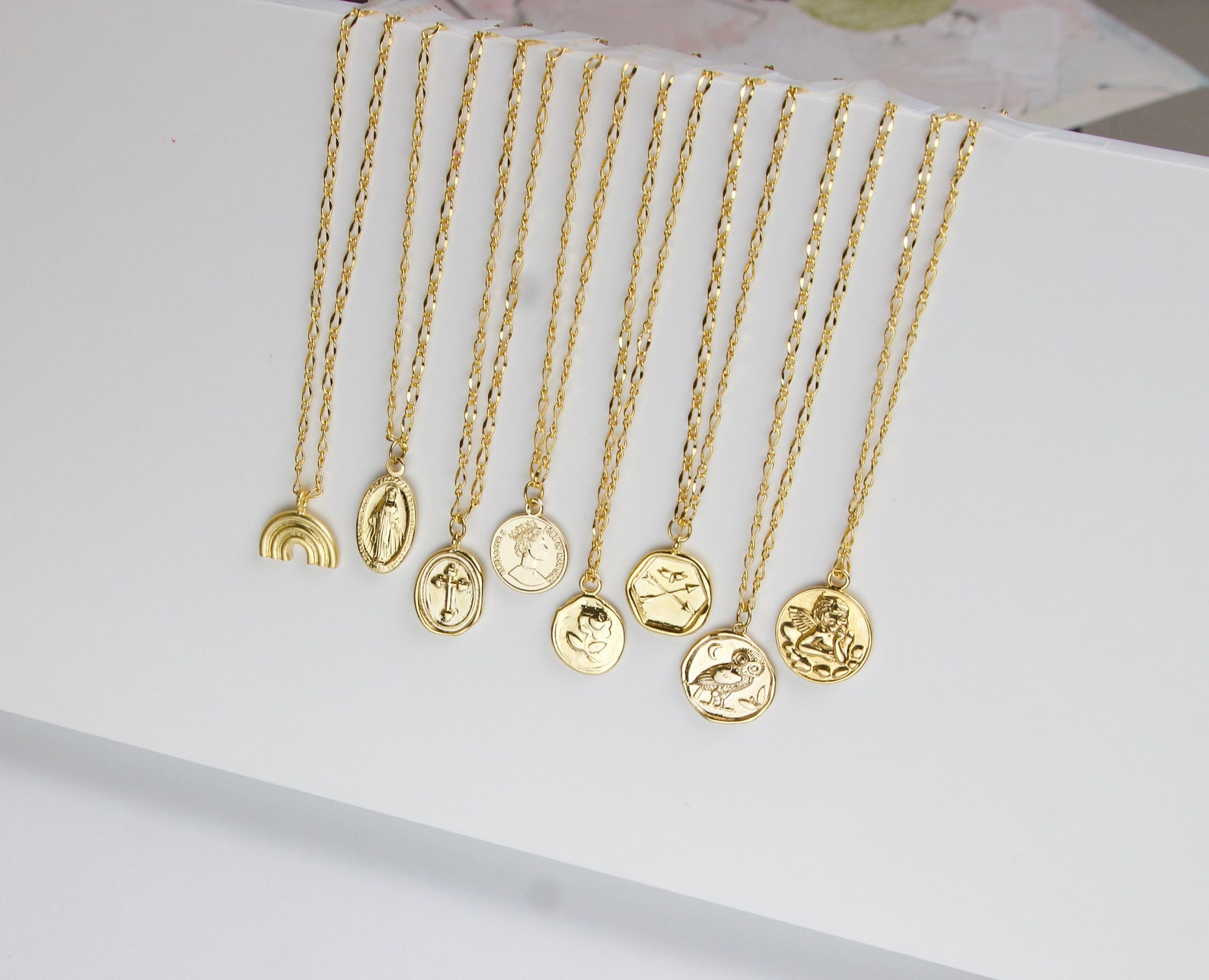 Tiny Evil Eye Necklace Gold Cz-heart Evil Eye-square Evil - Etsy