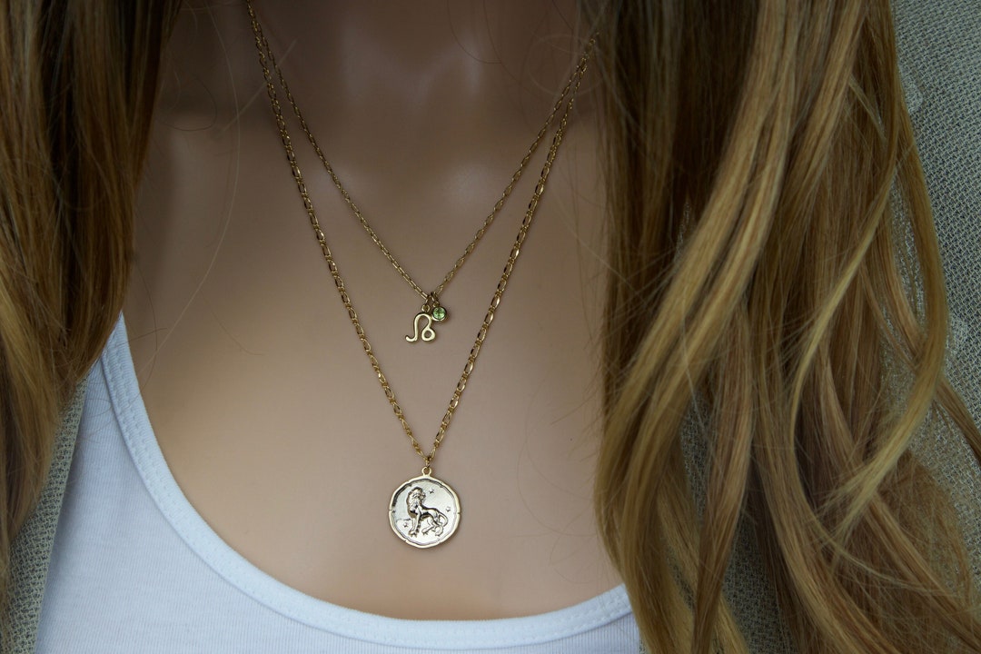 Double Layered Zodiac Necklace,zodiac Sign Necklace,aries Taurus Virgo ...