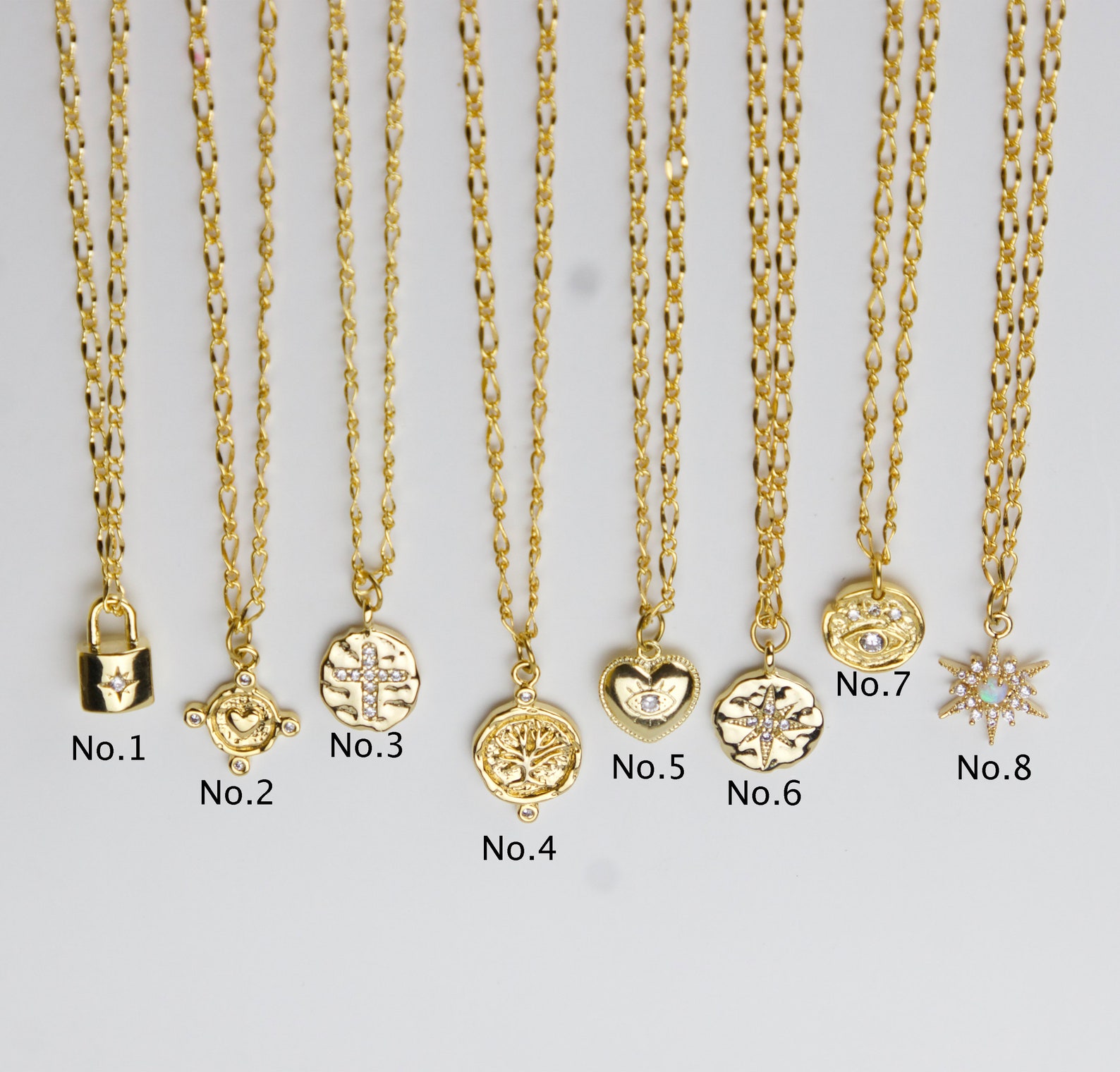 Tiny Evil Eye Necklace Gold Cz-heart Evil Eye-square Evil - Etsy