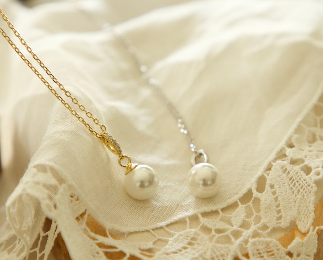 Single Pearl Necklace, Gold Solitaire Pearl, Dainty Pearl Jewelry ...