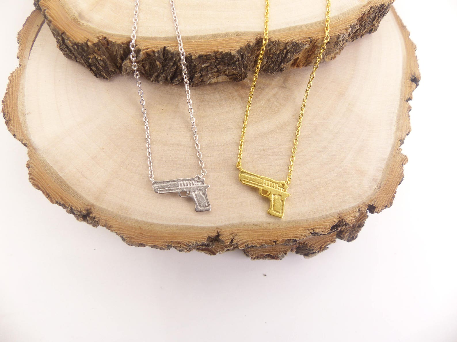 Gun Necklace Gun Jewelry Gold Silver Tiny Gun Charm | Etsy