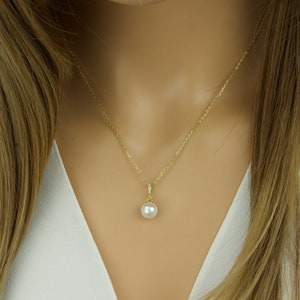 Single Pearl Necklace, Gold Solitaire Pearl, Dainty Pearl Jewelry ...