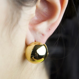 Big Ball Earrings Stud-large Sphere Hoops-dome Earrings-gold-boho Style ...