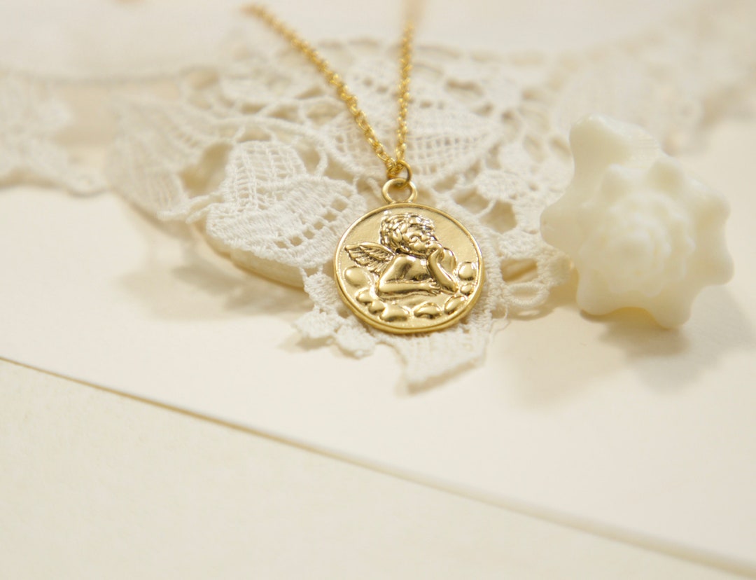 Guardian Angel Cherub Necklace, Valentines Day Gift for Her, Christian ...