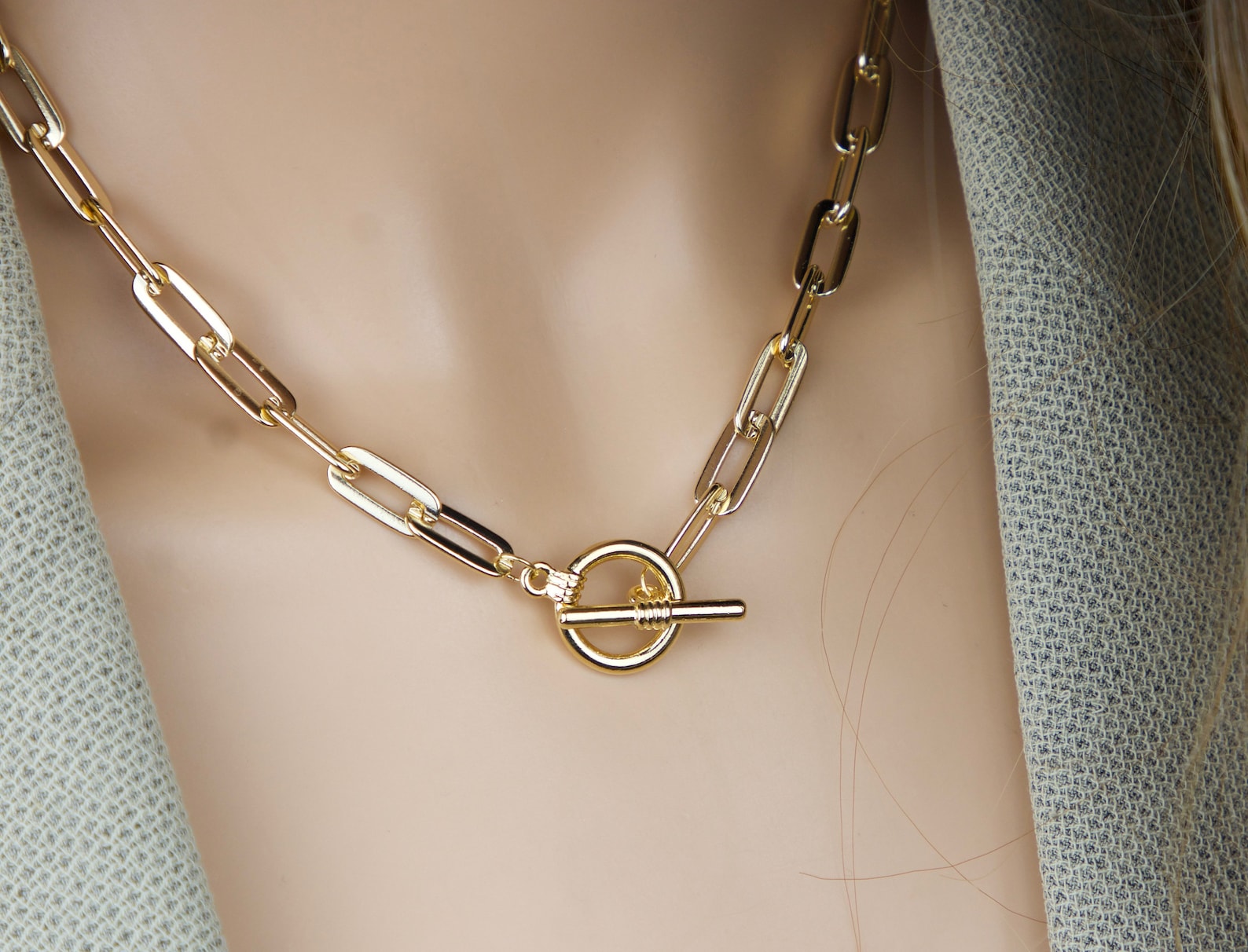 Toggle Clasp Necklace Toggle Necklace Gold Layering - Etsy