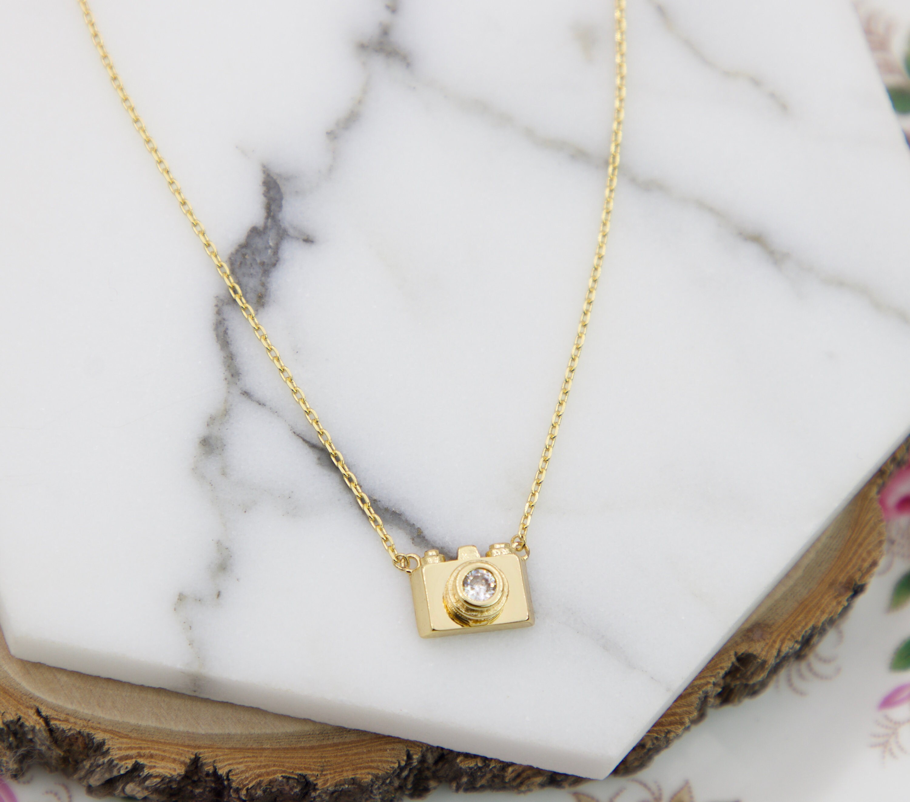 Small Camera Necklace Gold-cz-tiny-holiday Gift Ideas-gift for ...