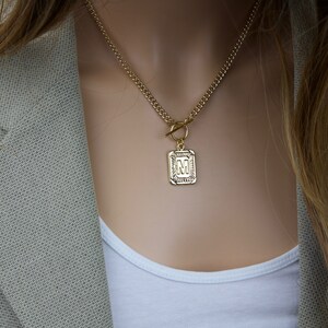 Rectangle Initial Necklace Toggle Necklace Rectangle Letter - Etsy