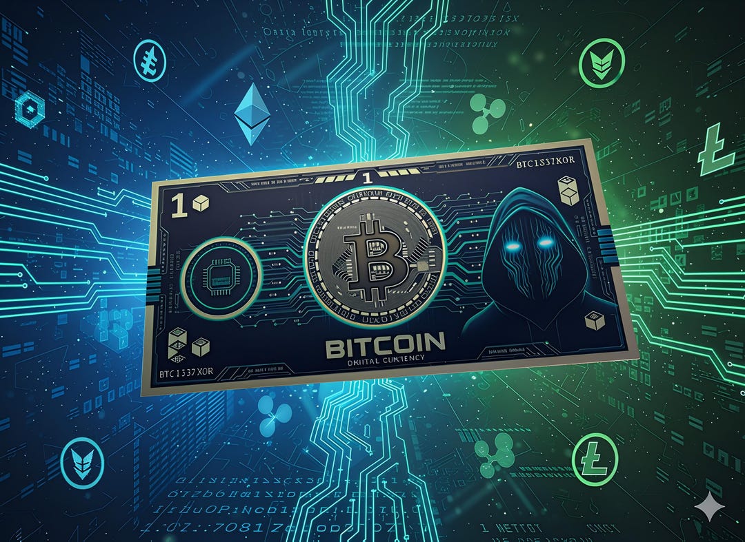 Novelty Gold One Bitcoin Note Sticker - Add to a Greetings Card - Fun ...