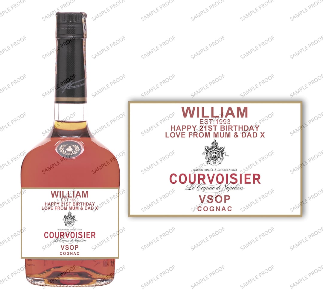 Personalised Courvoisier VSOP Cognac Bottle Label - Add Any Text ...