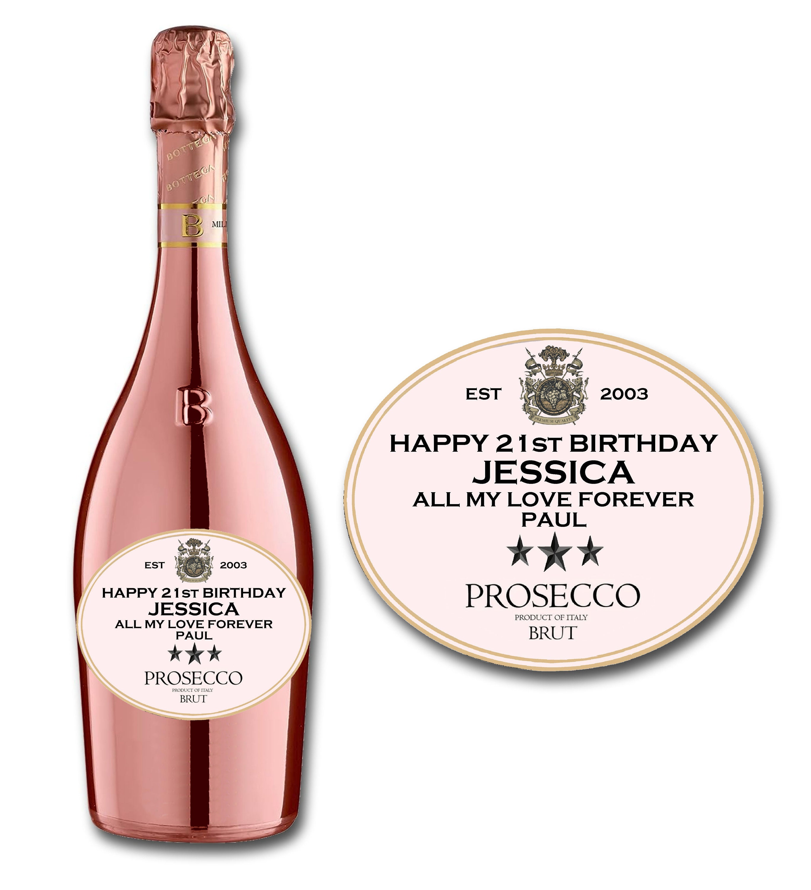 Personalised Prosecco Bottle Label/sticker - Pre-cut & Gloss Finish ...