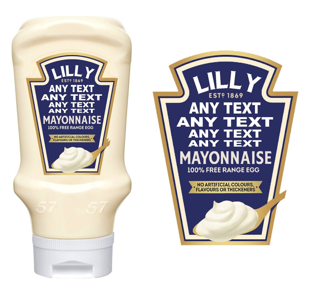 Personalised Mayonnaise Label/sticker - Diecut - ADD ANY TEXT - Custom ...