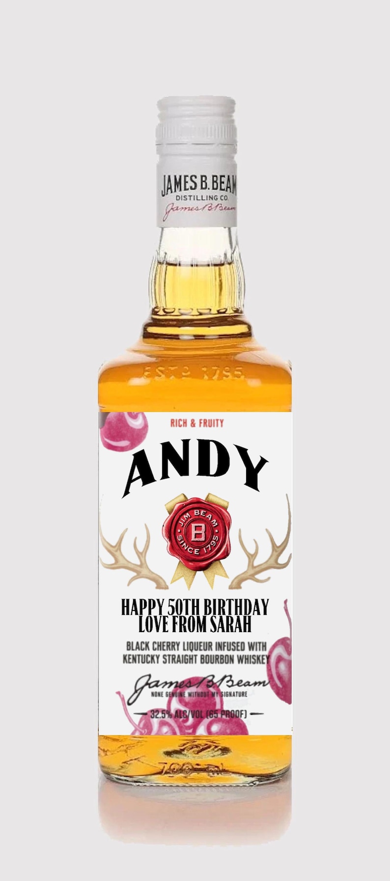 Personalised Jim Beam Diecut Bottle Label - Pre-cut & Gloss Finish ...