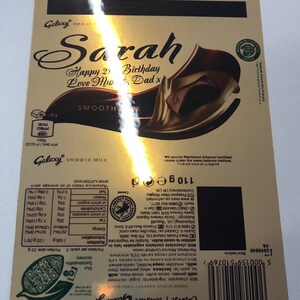 Personalised GALAXY Chocolate Wrapper - for 110g Bar - Add Any Text ...