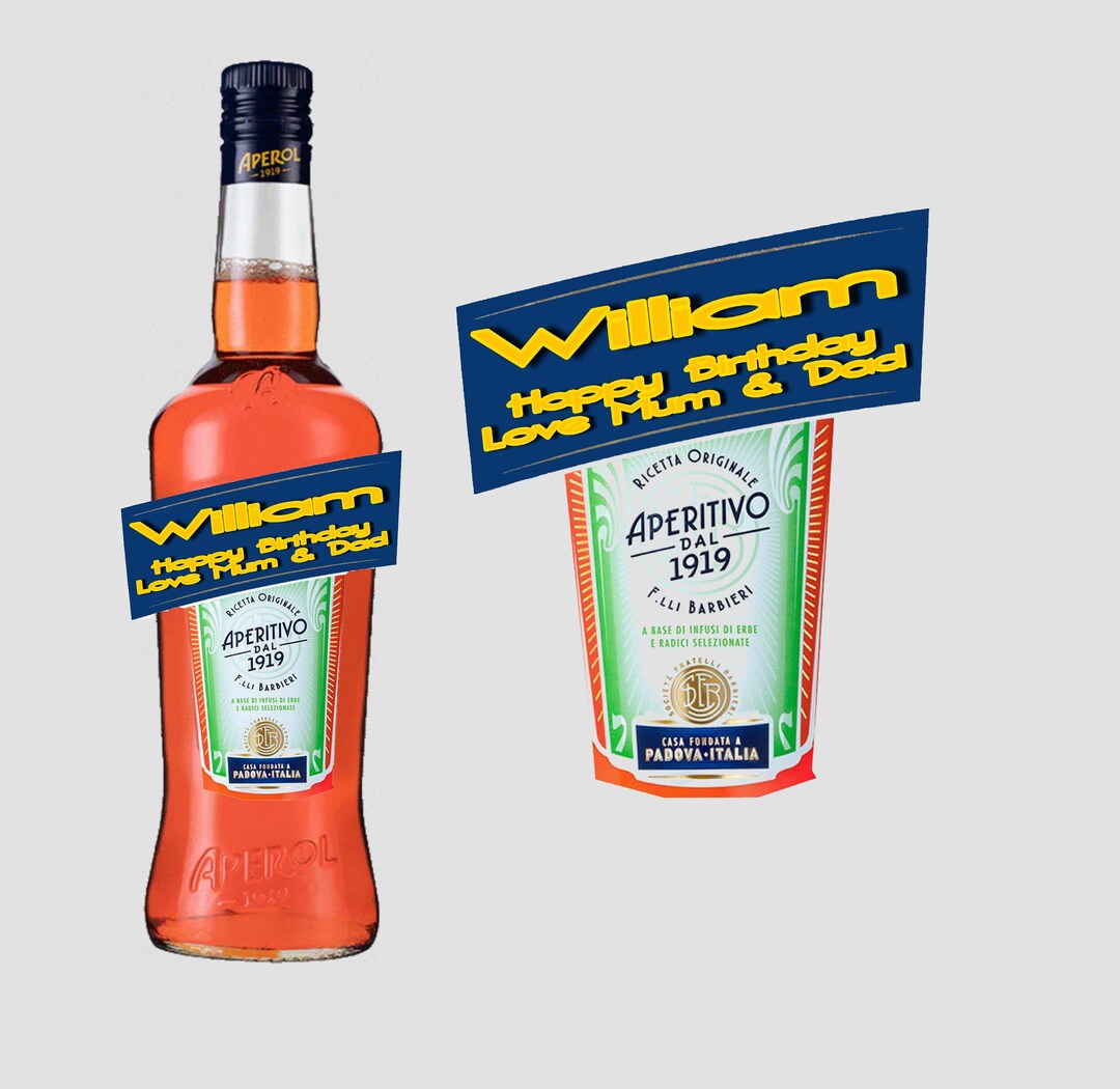 Personalised Aperol Diecut Bottle Label/sticker - Pre-cut & Gloss ...