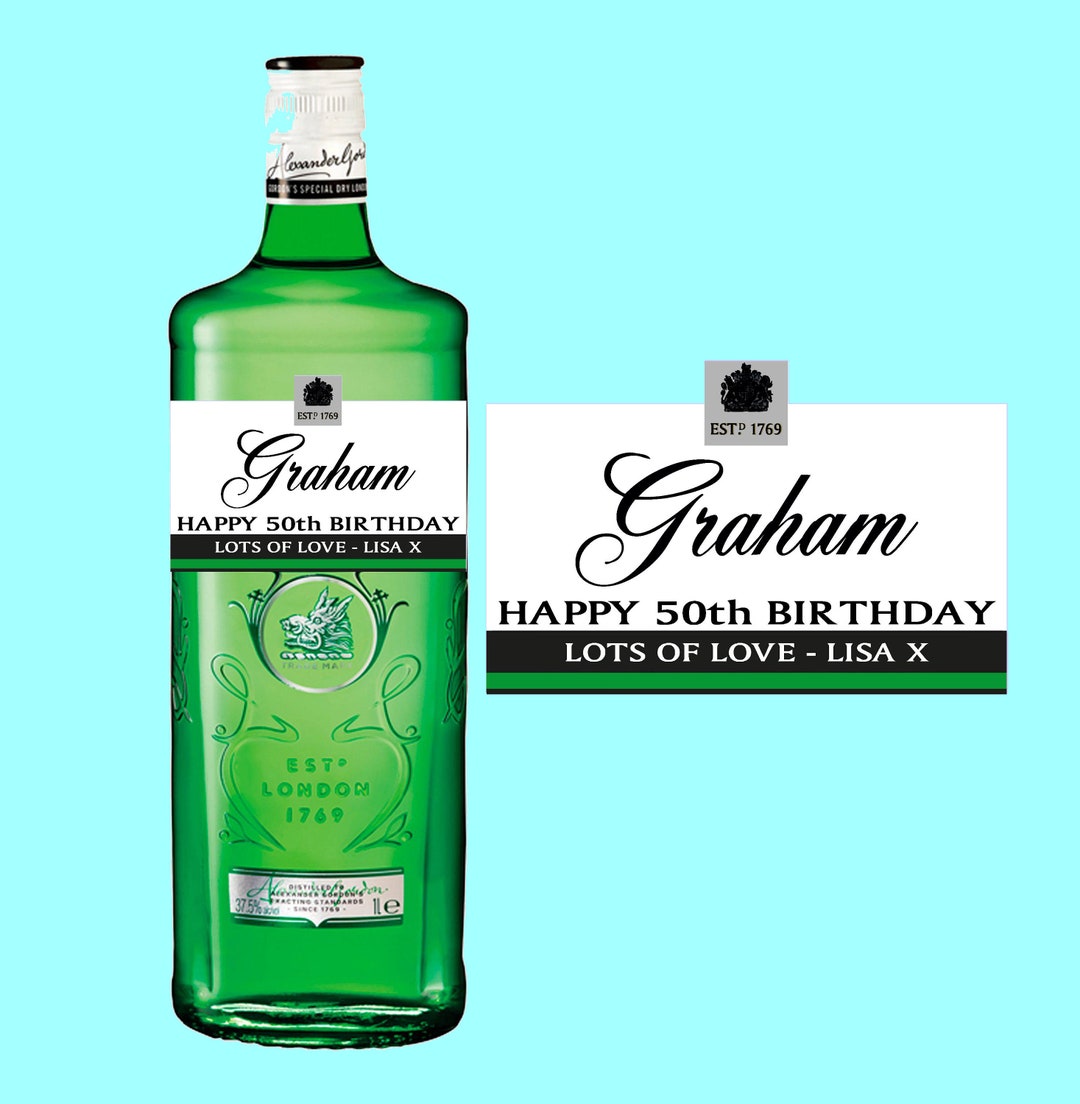 Personalised Gin Bottle Label/sticker - Pre-cut & Gloss Finish - Add ...