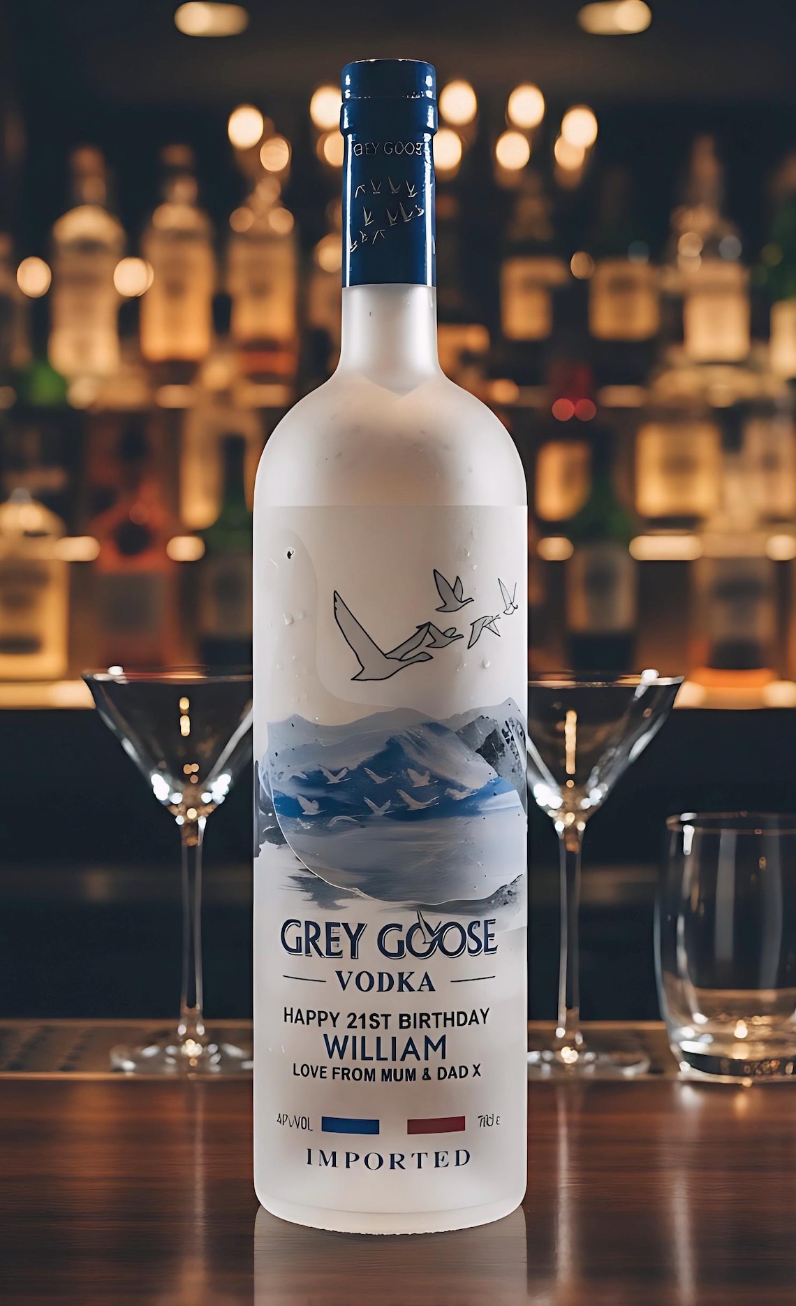 Personalised Grey Goose Vodka Bottle Label/sticker - Add Any Text ...