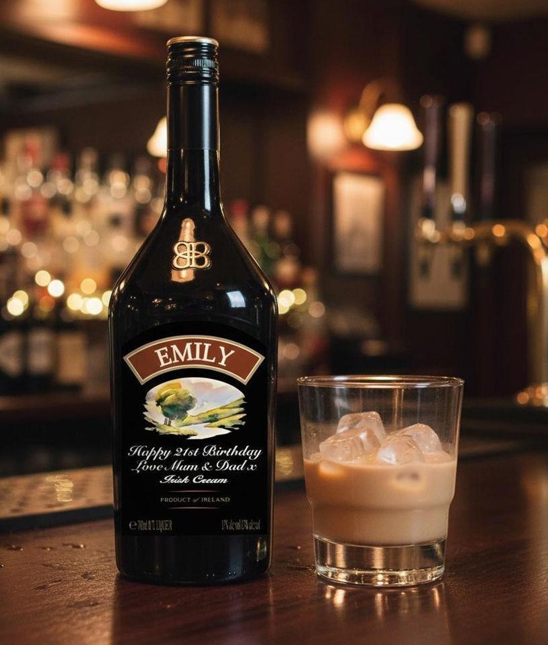 Personalised BAILEYS Bottle Sticker Label - Gloss Finish - Add Any Text ...