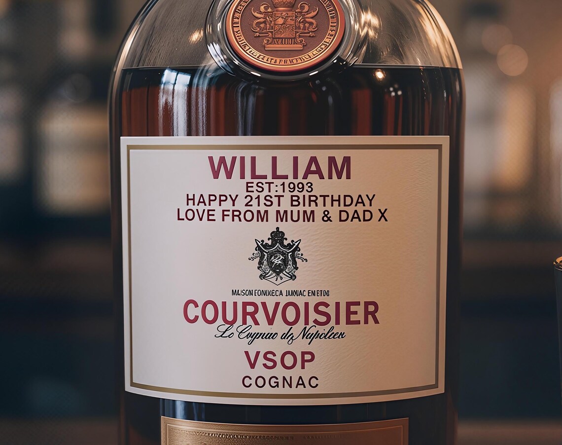 Personalised Courvoisier VSOP Cognac Bottle Label - Add Any Text ...