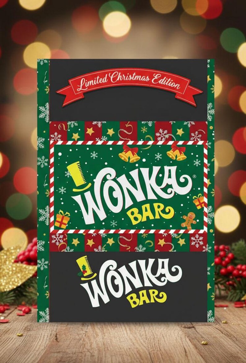 Christmas Willy Wonka Chocolate Bar Wrapper + Golden Ticket - NO ...