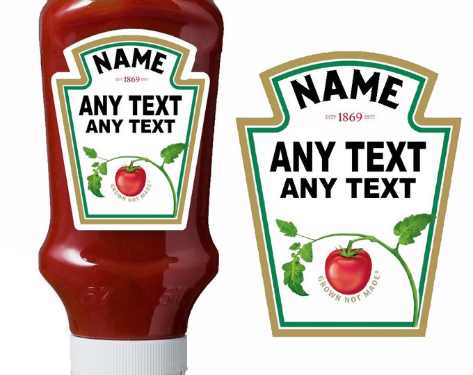 Personalised Ketchup Label/sticker - Diecut - ADD ANY TEXT - Custom ...