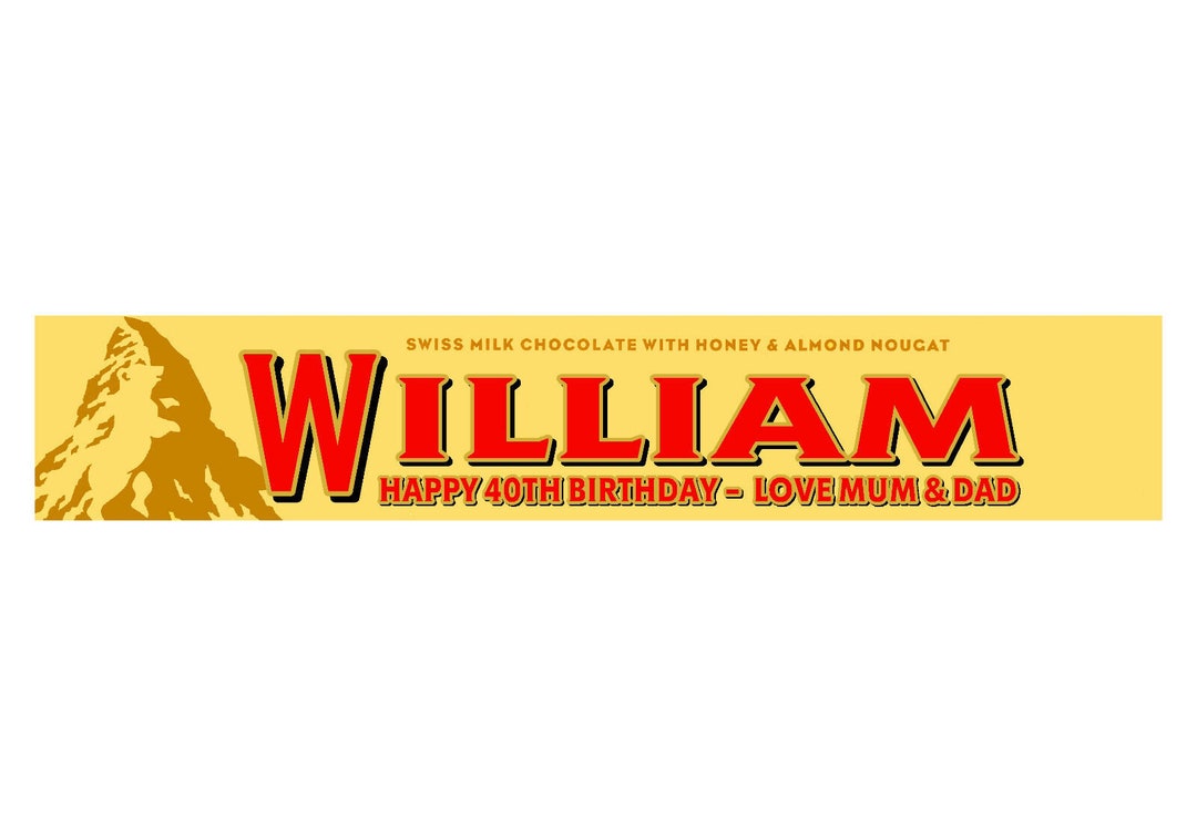 Personalised Toblerone Label/sticker for 100g Bar No Chocolate Included ...
