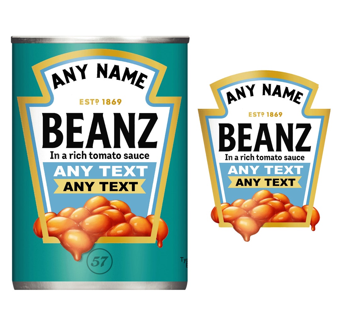 Personalised Baked Beans Tin Label/sticker - Diecut - ADD ANY TEXT - Etsy