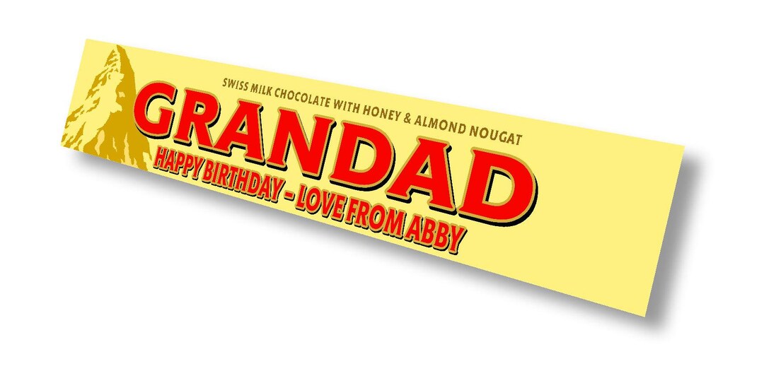 Personalised Toblerone Label/sticker Diecut 100g or 360g No Chocolate ...