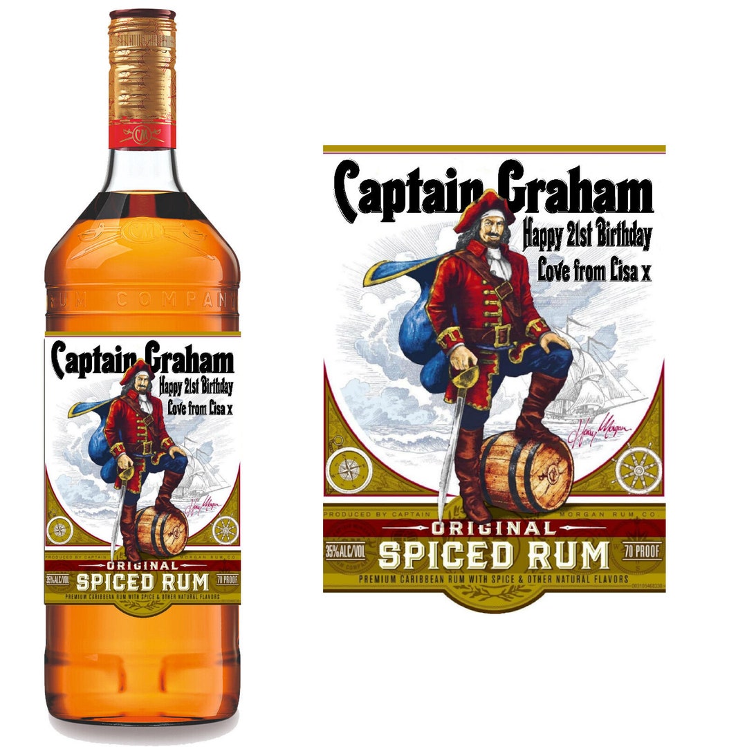 Personalised Captain Morgan Diecut Bottle Label - Pre-cut & Gloss ...