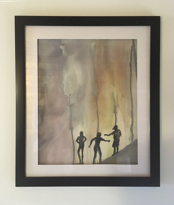 Painting abstract watercolour painting of children playing Mates ...