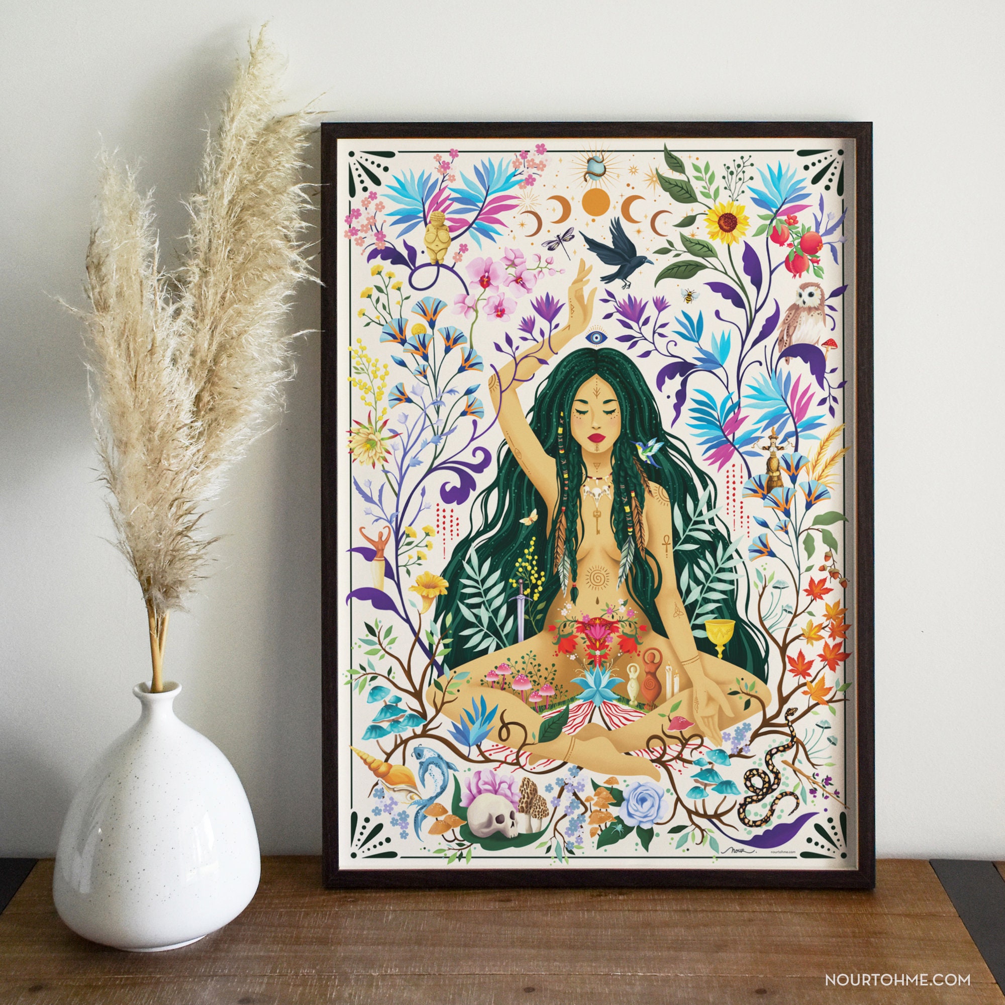 Divine Feminine Art Print, Spiritual Art Mindfulness Gift, Nature ...