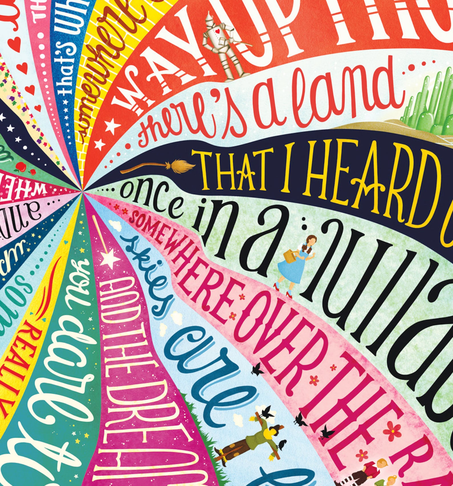 Wizard of Oz Film Poster Over the Rainbow Typography Lyrics - Etsy