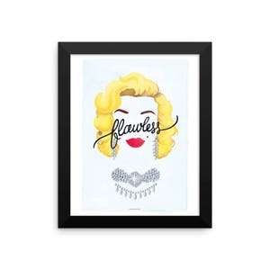 FRAMED Flawless Marilyn Monroe Poster, Calligraphy Print, Minimalist ...