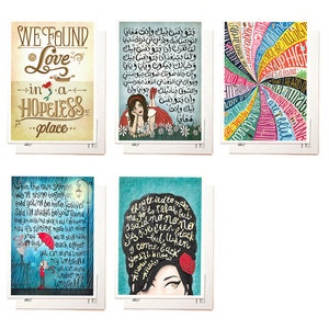 10 Music Postcards, Pop Song Illustrations, Pop Music Typography Song ...