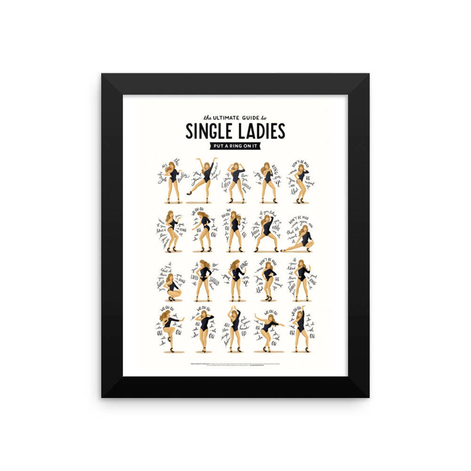 FRAMED Single Ladies Dance Music Poster, Queen B Gift for Her, Dance ...