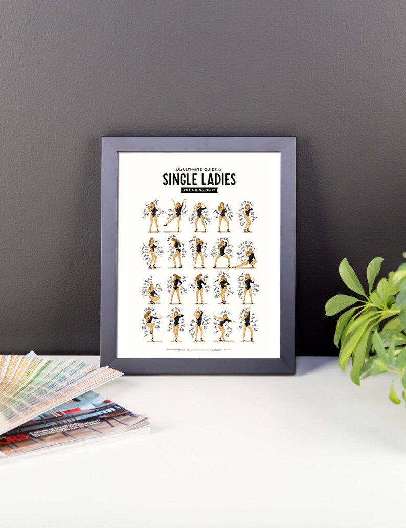 FRAMED Single Ladies Dance Music Poster, Queen B Gift for Her, Dance ...