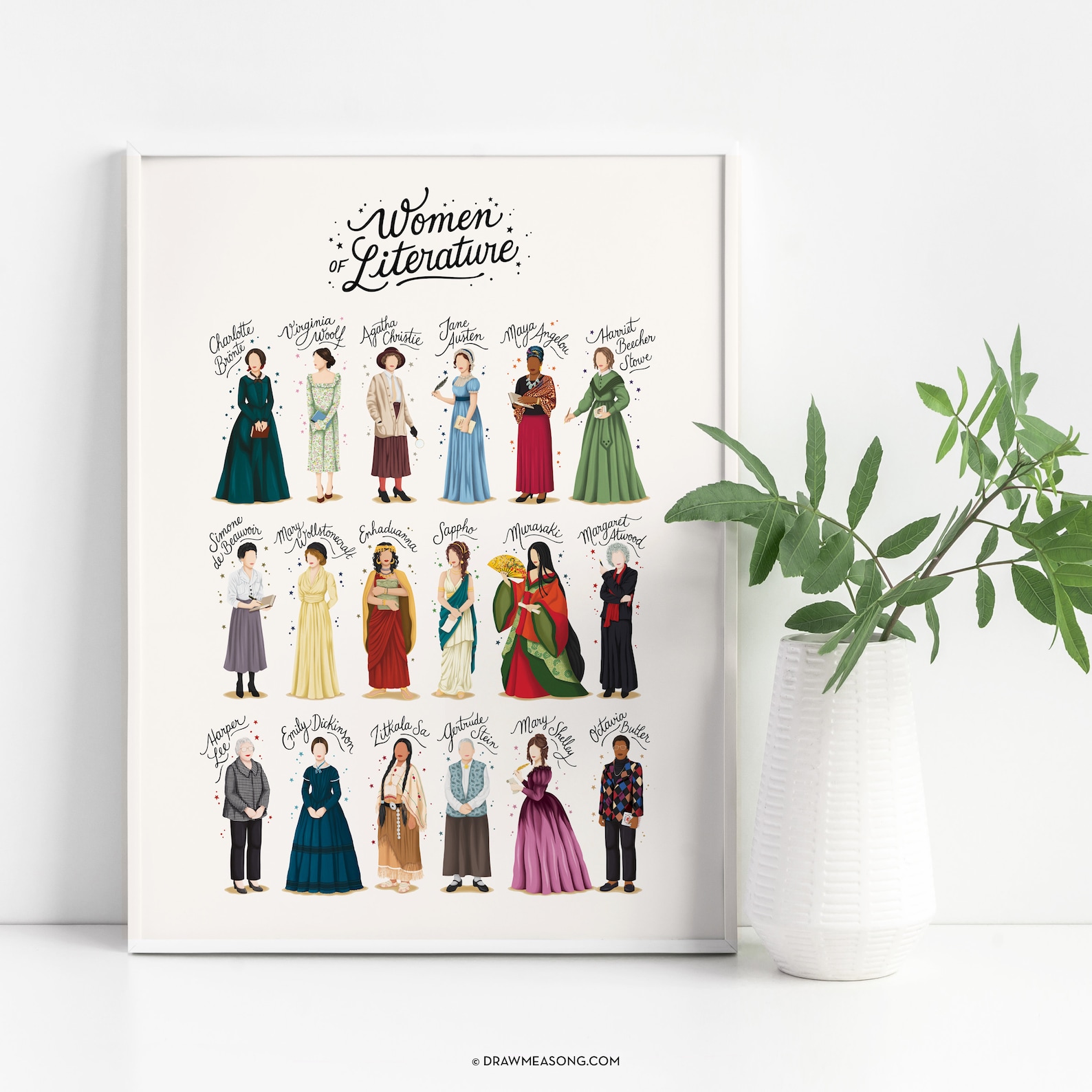 Women of Literature Printable Print, Female Authors Poster, Book Lover ...