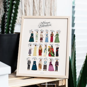 Women of Literature Print, Female Authors Poster, Book Lover Gift ...