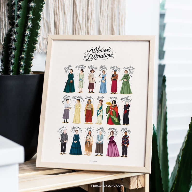 Women of Literature Print, Feminism Literary Gift, Book Lover Gift for ...
