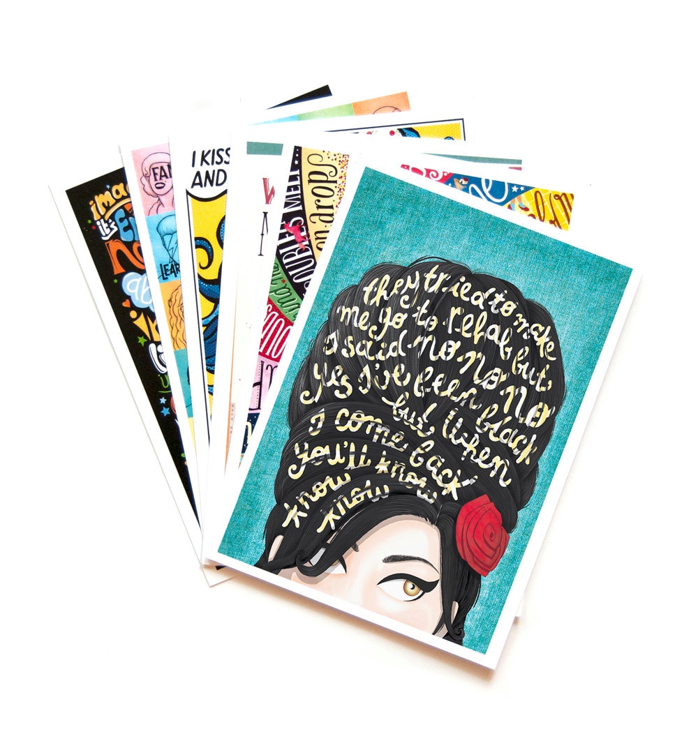 6 Music Postcards Pop Song Illustrations Pop Music - Etsy