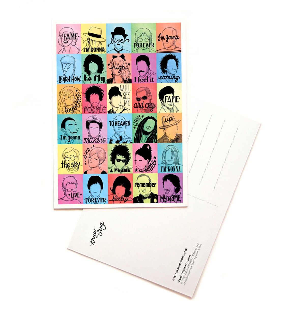 Fame Pop Art Postcard Pop Song Lyrics Card Minimalist Etsy