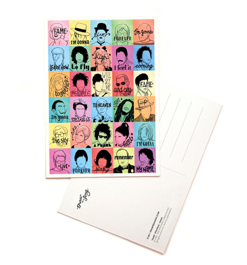 Fame Pop Art Postcard, Pop Song Lyrics Card, Minimalist Portrait ...