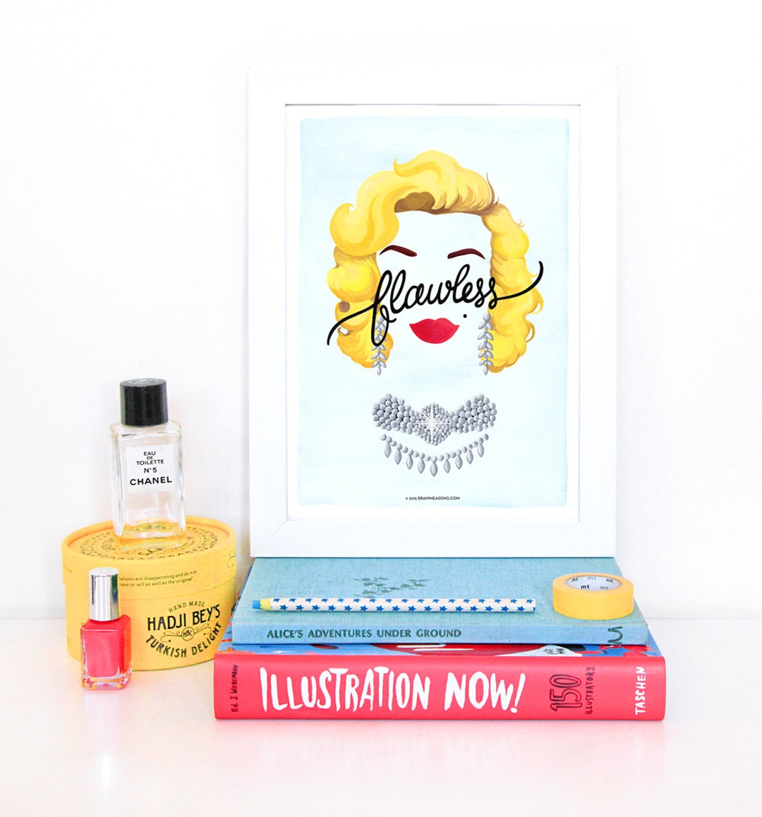 Flawless Marilyn Monroe Poster, Calligraphy Print, Feminine ...