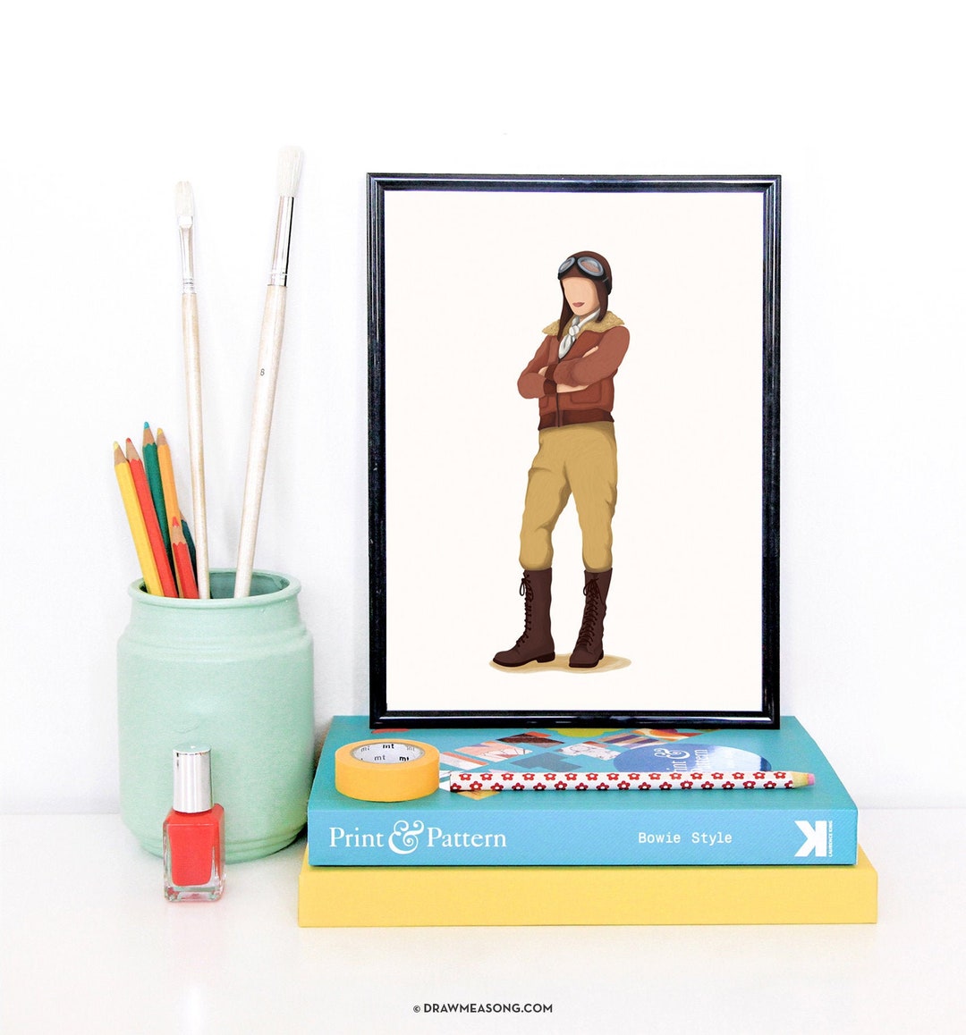 Amelia Earhart Poster, Strong Powerful Woman, Feminist Art Print, Girl ...