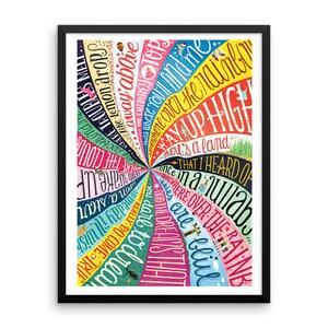 FRAMED Wizard of Oz Film Poster, Over the Rainbow Typography Lyrics ...